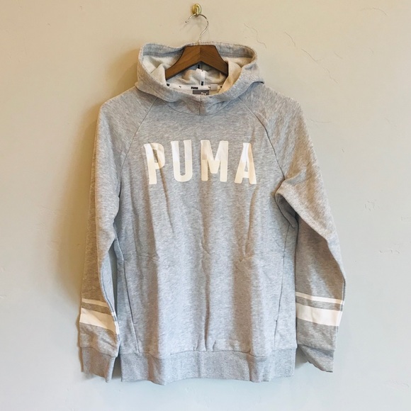Puma | Tops | Puma Funnel Neck Logo Heathered Hoodie | Poshmark